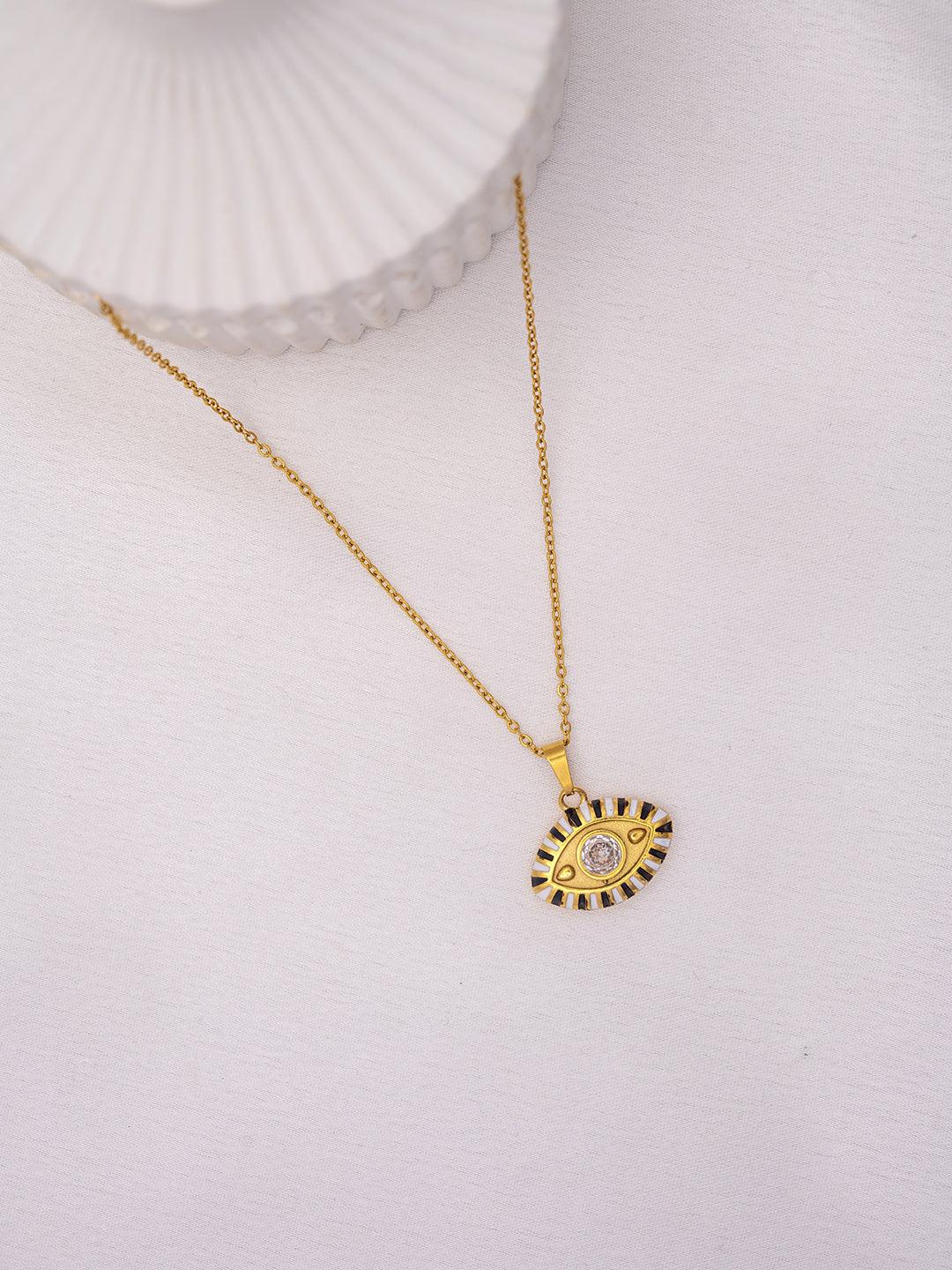 Chic White Enamel Evil Eye Necklace | Perfectly Average Jewellery