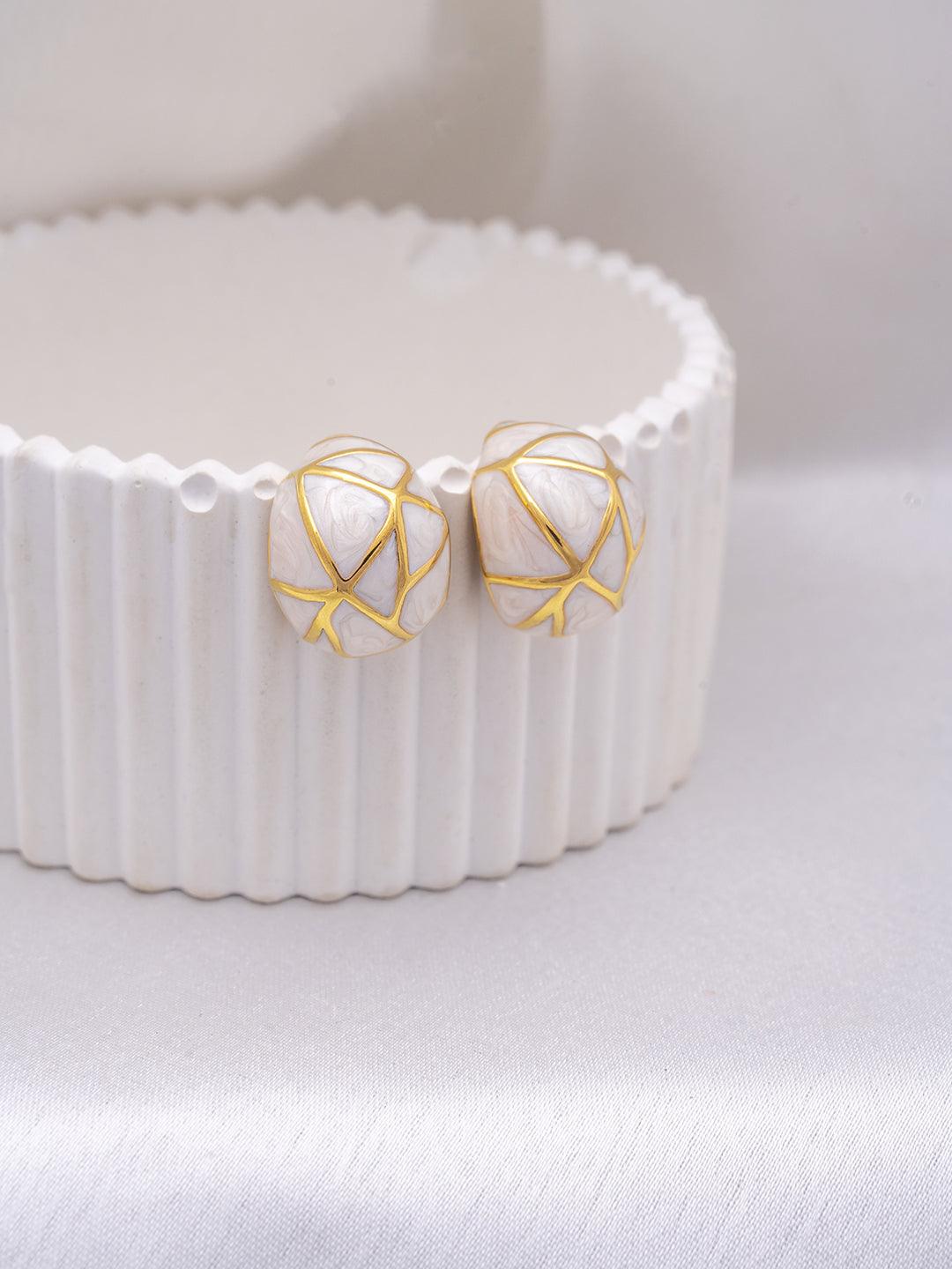 Chic White Enamel Dome Studs | Perfectly Average Jewellery
